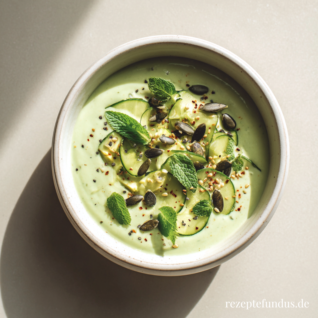 Kalte Gurken-Avocado-Suppe mit Minze – leicht, basisch & blitzschnell ...